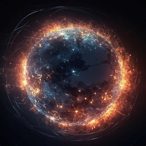 Premium AI Image Connection Lines Around The Earth039s Surface Future