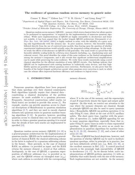 pdf the resilience of quantum random access memory to generic noise