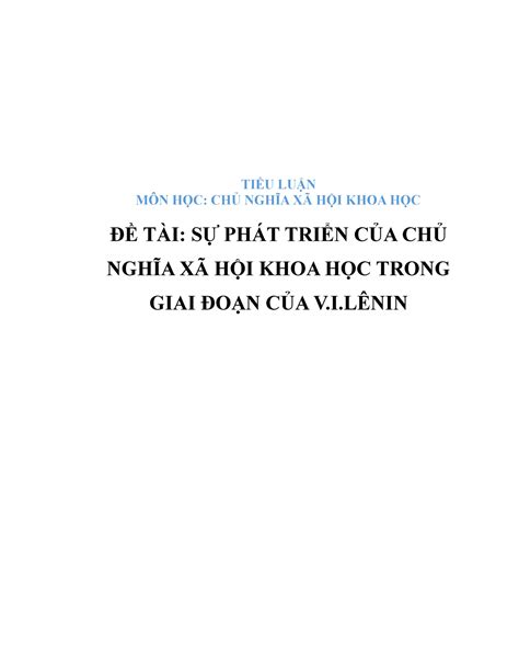SỰ PHÁT TRIỂN CỦA CHỦ NGHĨA XÃ HỘI KHOA HỌC Trong GIAI ĐOẠN CỦA V
