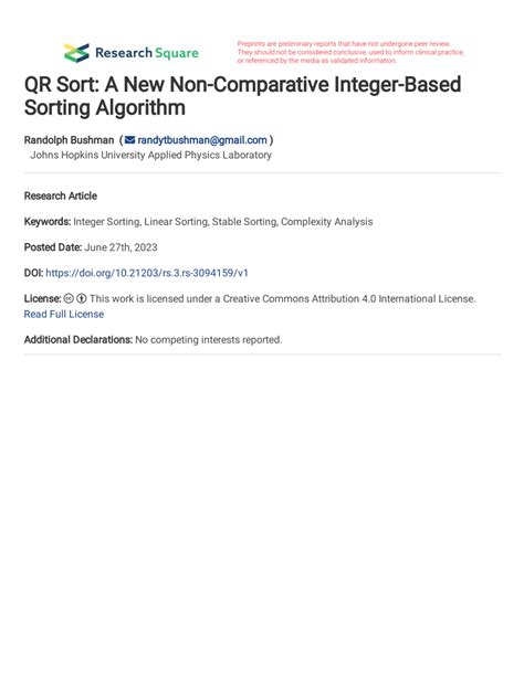 pdf qr sort a new non comparative integer based sorting algorithm
