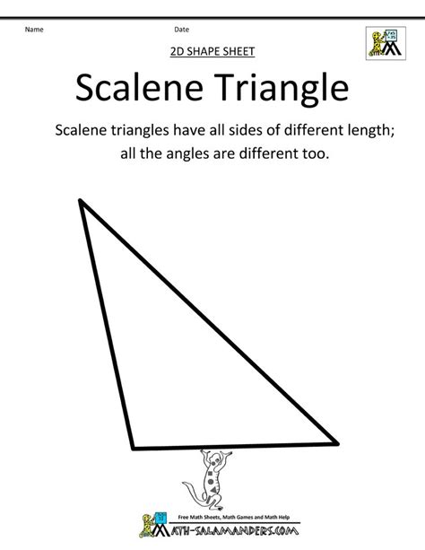 Scalene Triangle Clipart Printable Math Games Geometry Worksheets