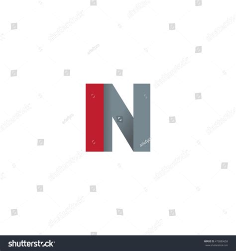 Initial Letters IN Overlapping Fold Logo Red Royalty Free Stock