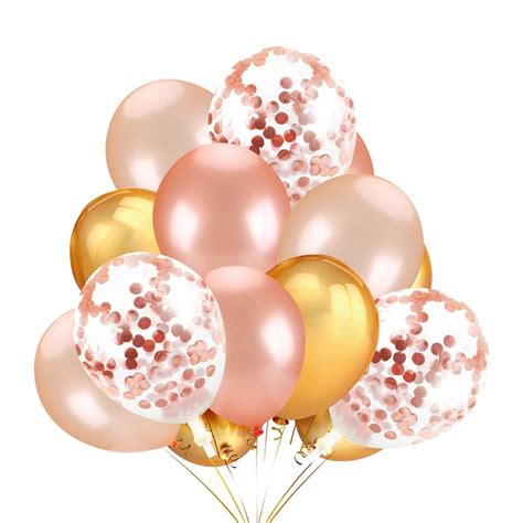 ZESTAW Urodziny BALONY Rose Gold Konfetti 14x 35cm 7873490803 Allegro Pl