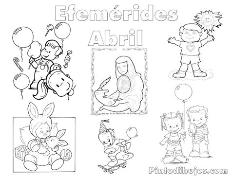 Pinto Dibujos Efemérides Abril para colorear