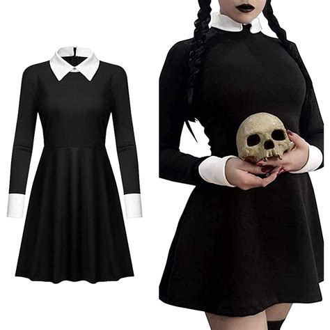 Fantasia Wandinha Addams Vestido Adulto Infantil Wednesday Shopee