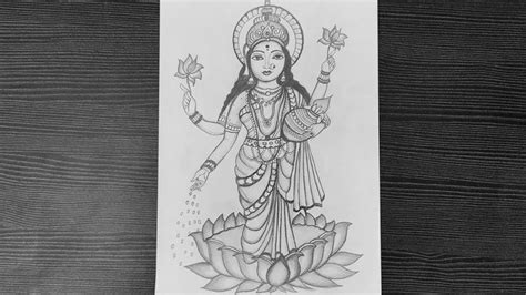 A Drawing Of The Hindu God Sitting On Top Of A Lotus Flower In Front Of