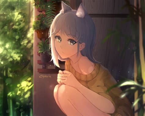 Fond d écran Anime Filles anime Oreilles d animaux cheveux courts