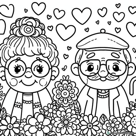 Coloriage pour mamie et papi à Télécharger ou à Imprimer gratuitement
