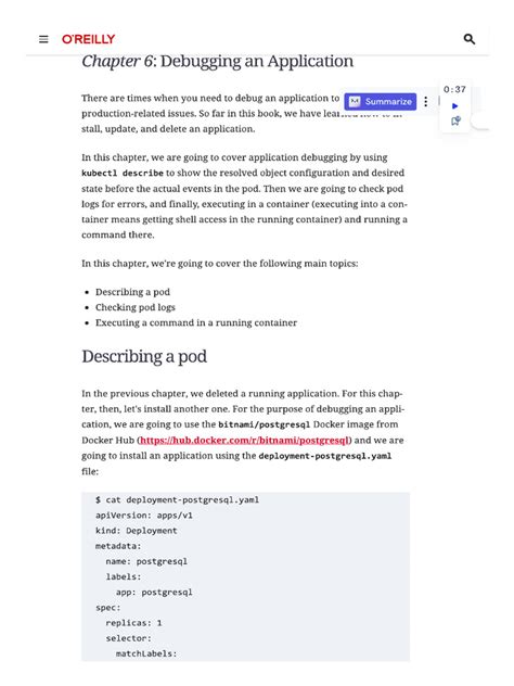 kubernetes chapter 6 debugging an application k command line kubernetes in a nutshell pdf