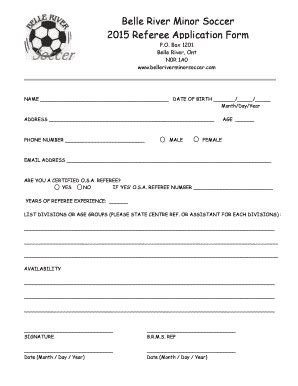 Fillable Online REFEREE REGISTRATION FORM
