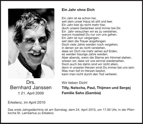 Traueranzeigen Von Drs Bernhard Janssen Aachen Gedenkt