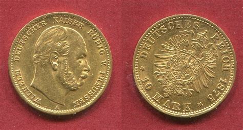 Preußen Prussia State of German Empire 10 Mark Goldmünze 1875 A