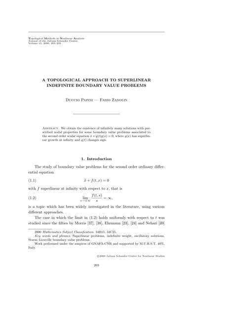 pdf a topological approach to superlinear indefinite boundary value problems