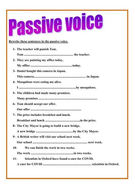 Rewrite These Sentences In The Passive Voice 1 The Teacher Will Punish