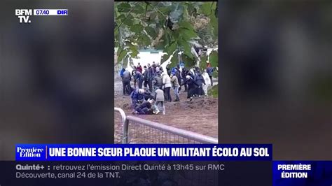 L image du jour Une bonne sœur plaque un militant écolo au sol 18 10