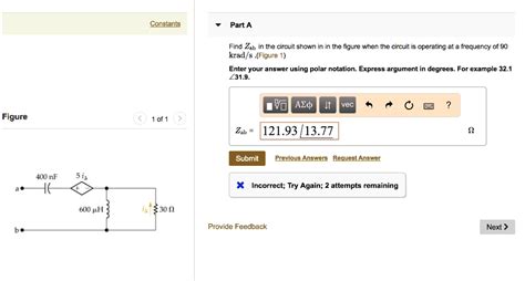 Solved Constants Part A Find Zab In The Circuit Shown In The Figure