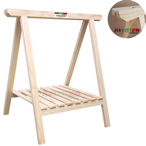 Cavalete De Madeira X Prateleira Para Mesa Home Office