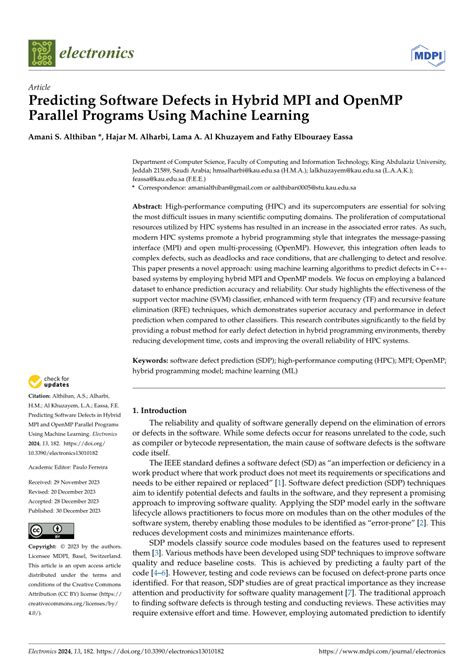 pdf predicting software defects in hybrid mpi and openmp parallel programs using machine learning