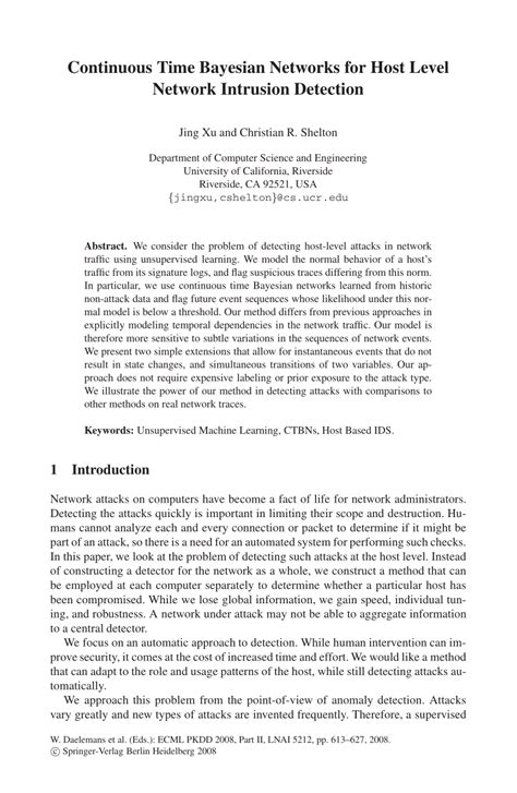 pdf continuous time bayesian networks for host level network intrusion detection