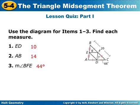 ppt prove and use properties of triangle midsegments powerpoint presentation id 3315879