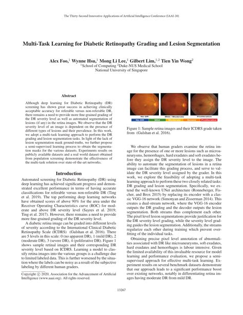 pdf multi task learning for diabetic retinopathy grading and lesion segmentation