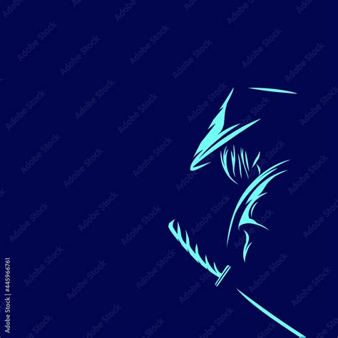 Samurai Japan Sword Knight Line Potrait Logo Colorful Design With Dark