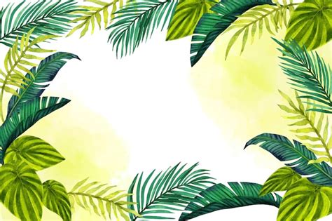 Fondo De Hojas Tropicales Acuarela Pintada A Mano Vector Gratis
