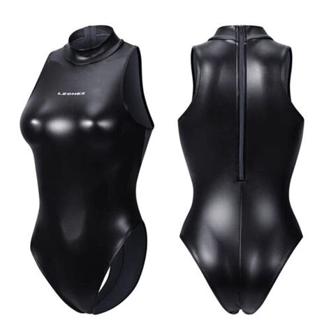 Leohex Women Sexy Shiny Swimwear One Piece Wetlook Leotard Sleeveless Bodysuits Ebay