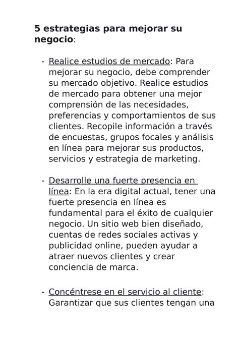 Estrategias Para Mejorar Su Negocio Estrategias Para Mejorar Su