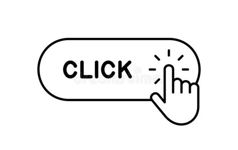 Haga Clic Aquí El Botón Con El Icono De La Mano Ilustración del Vector