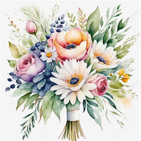 Hermoso Ramo De Flores De Acuarela Para Bodas Png Dibujos Hermoso
