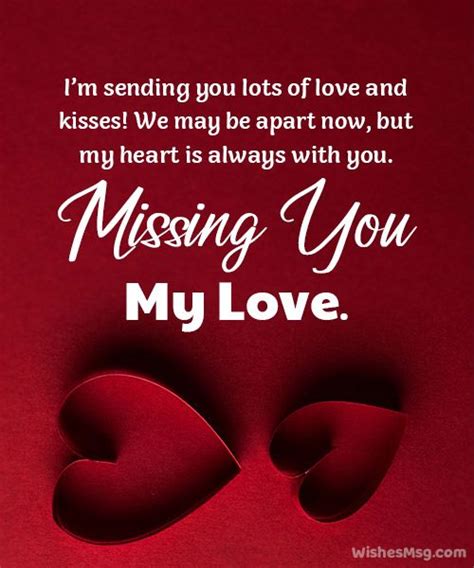 A Red Background With Two Hearts And The Words Missing You My Love