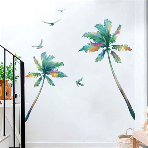 Wondever Stickers Muraux Palmier Noir Arbre Grand Autocollants Muraux