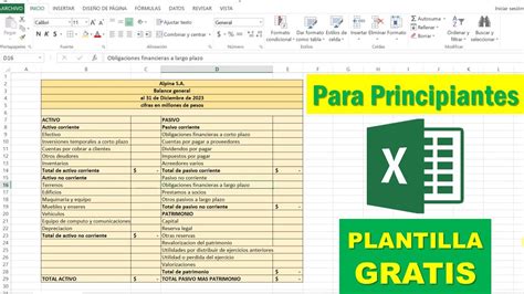 Balance General En Forma De Cuenta En Excel Plantilla Gratis Youtube