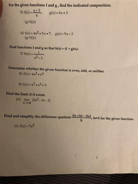solved for the given functions f and g find the indicated