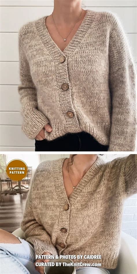 6 Knitted V Neck Cardigan Patterns The Knit Crew