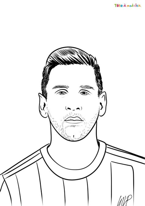Coloriage de Messi en pdf à imprimer avec Tête à modeler