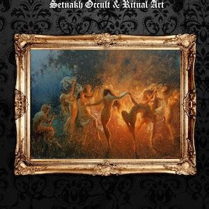 Nude Nymphs Dancing To Pan S Flute Around The Fire Witch Print