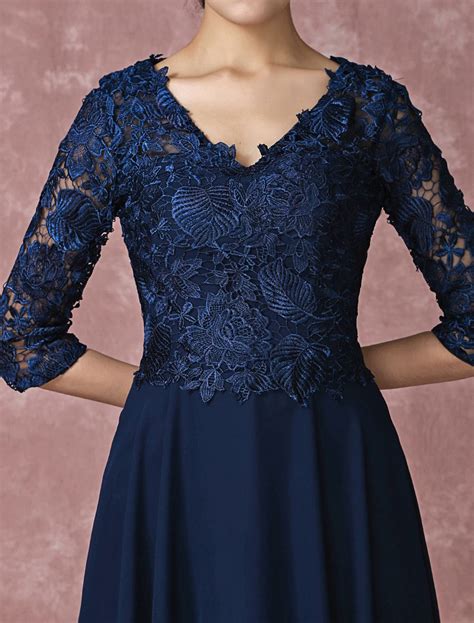 Brautmutterkleider A Linie Abendkleider F R Hochzeit Dunkelmarineblau