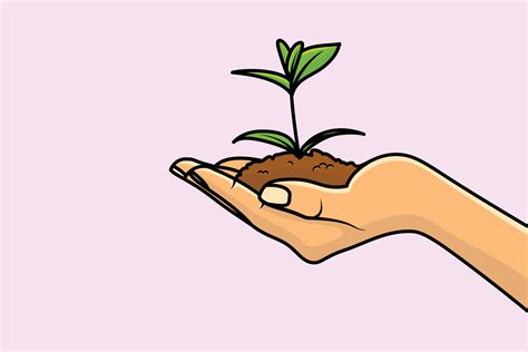 Women Hand Holding Green Plant And Soil Vector Illustration People