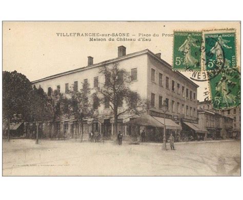 carte postale ancienne 69 VILLEFRANCHE SUR SAÔNE Café du Château d Eau