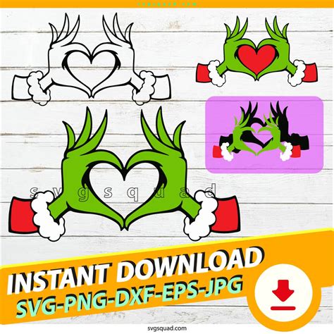 Grinch Heart Hand SVG PNG Grinch Love Svg Dr Seues Christmas