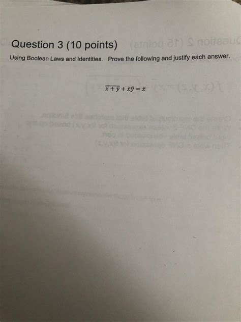 solved using boolean laws and identities prove the