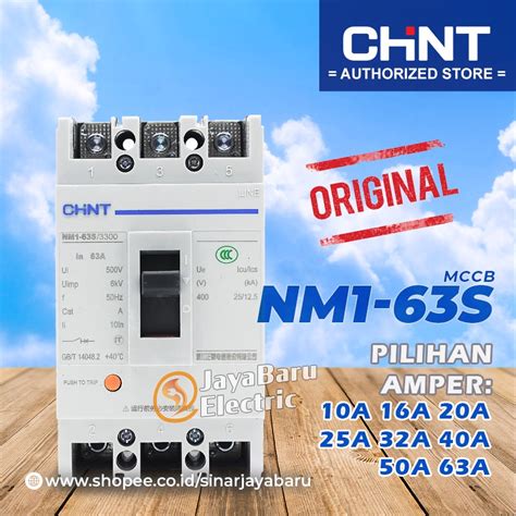 Jual MCCB Breaker Chint NM1 63S NM1 63S 3P 10A 16A 20A 25A 32A 40A 50A