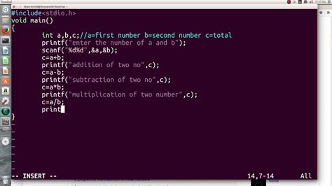 c program for addition subtraction multiplication division and modulus of two numbers