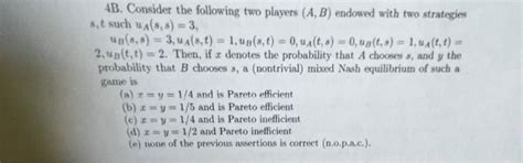 solved 4b consider the following two players a b endowed