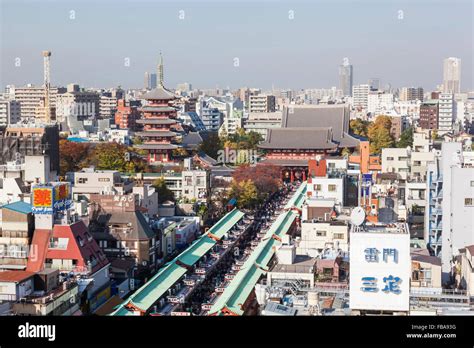 Japan Honshu Tokio Asakusa Nakamise Shopping Street Und Sensoji