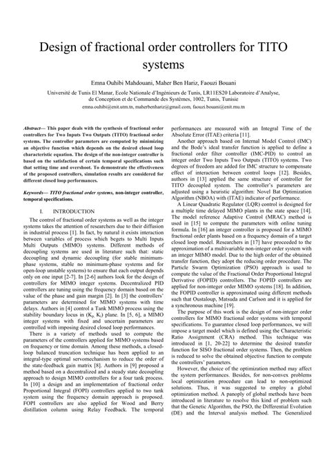 pdf design of fractional order controllers for tito systems