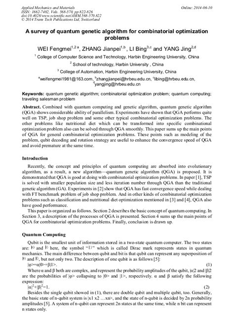 a survey of quantum genetic algorithm for combinatorial optimization problems scientific