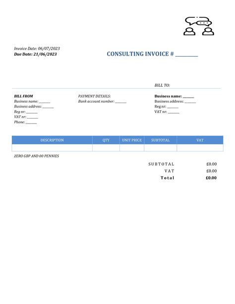 Basic Consulting Invoice Template UK Word Google Docs
